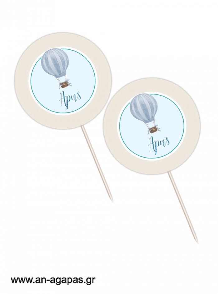 Cupcake Toppers Blue Hotair Balloon - An-agapas