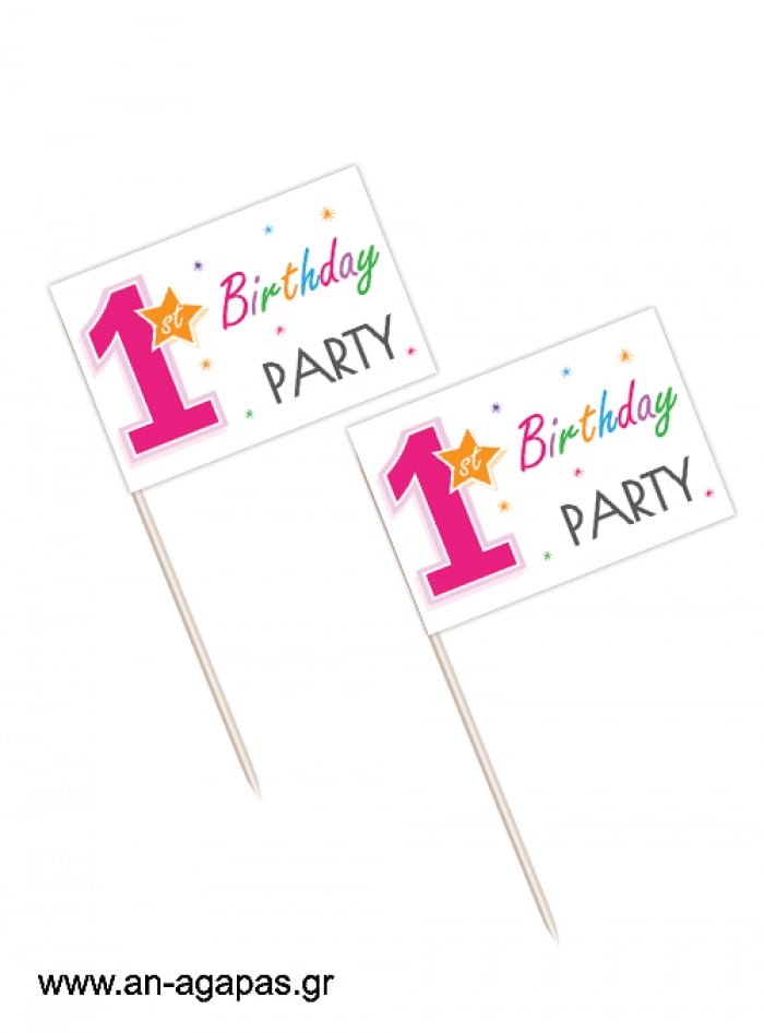 Toothpick flags 1st Birthday Girl - An-agapas